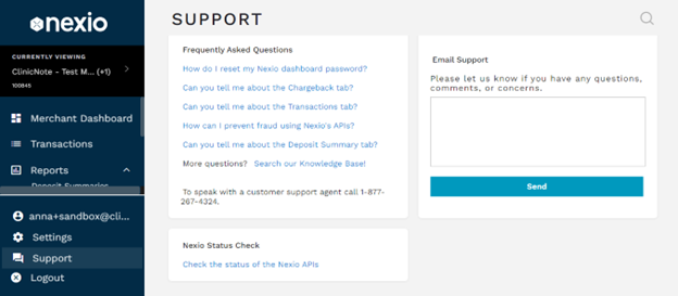 ClinicNote Pay Powered by Nexio - Login & Support