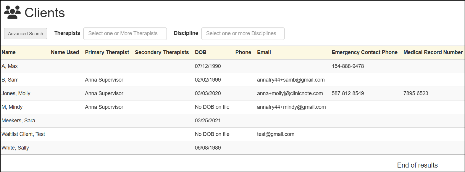 Client List Overview