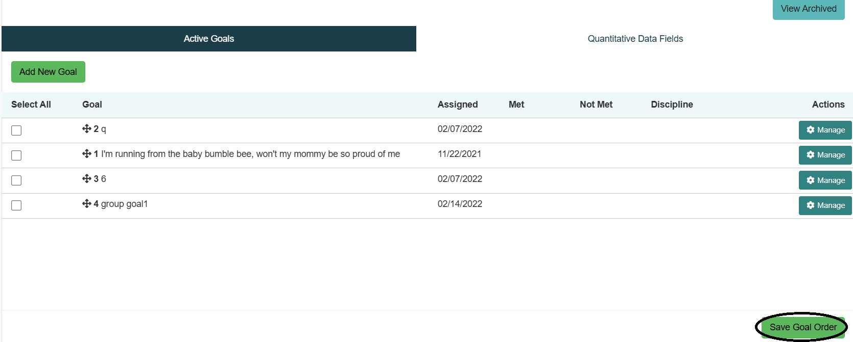 Rearranging Goal Order